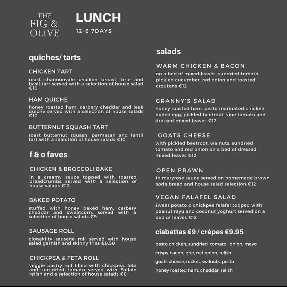 Fig and olive menu store
